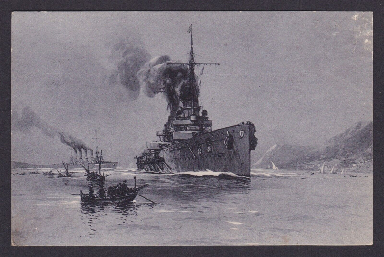 Postcard Germany WWI, Stöwer W, The battle cruiser Goeben and cruiser ...