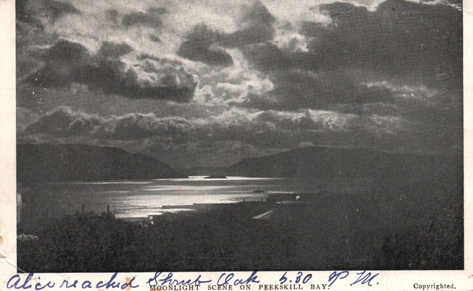 Vintage Postcard 1908 Moonlight Scene On Peekskill Bay Westchester ...