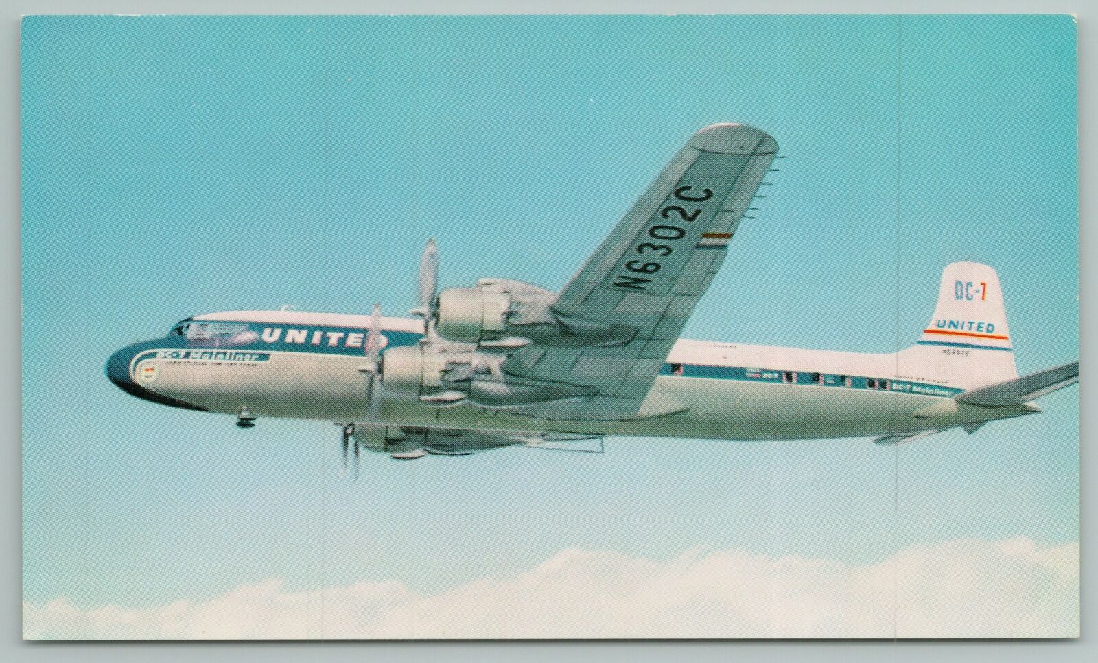 Airplane~United Airlines~DC-7 Aircraft~Vintage Postcard | United States ...