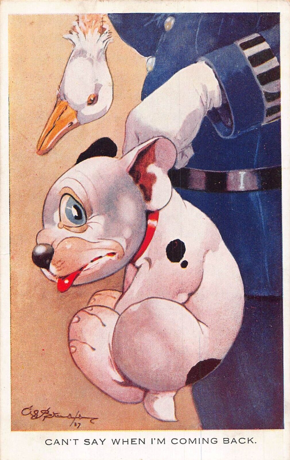 A145 Artist Card sign George Studdy Bonzo The Dog Can't Say Coming Back ...