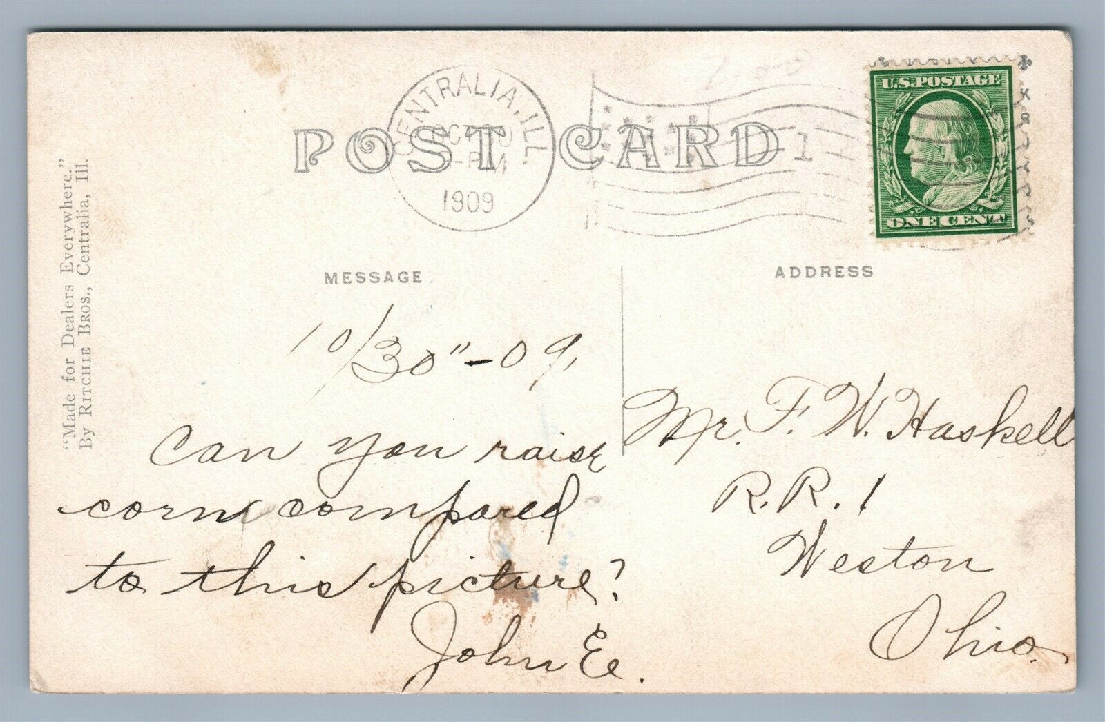 Exaggerated Corn Loading Illinois 1909 Antique Real Photo Postcard Rppc ...