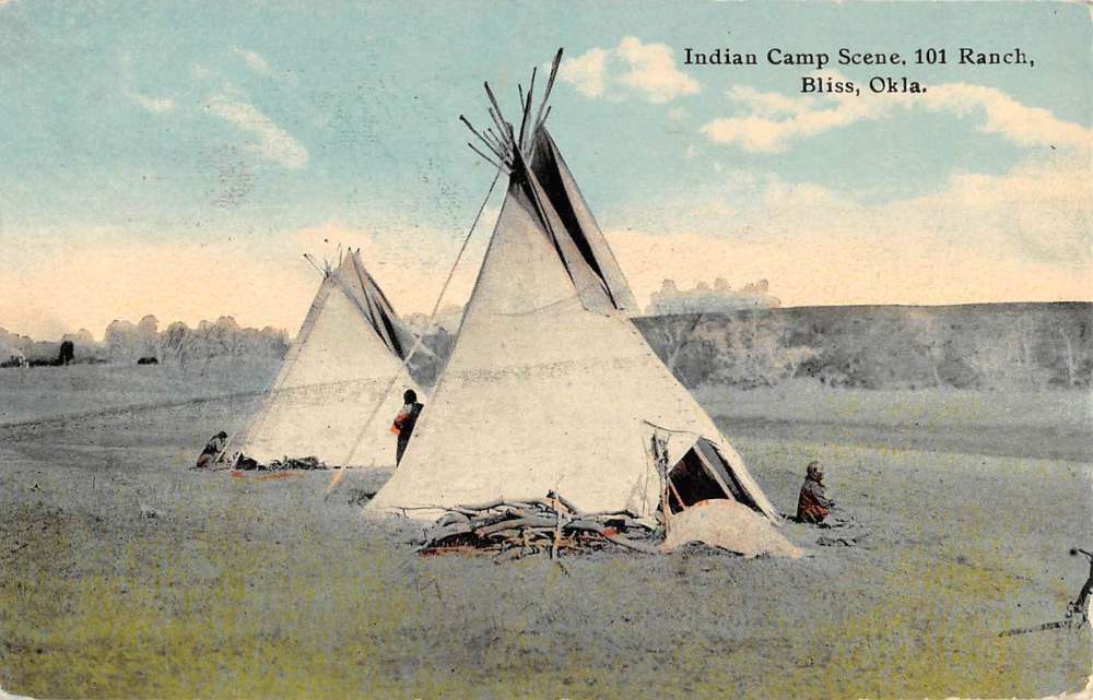 Bliss Oklahoma Indian Camp Scene 101 Ranch Antique Postcard KK1810 ...