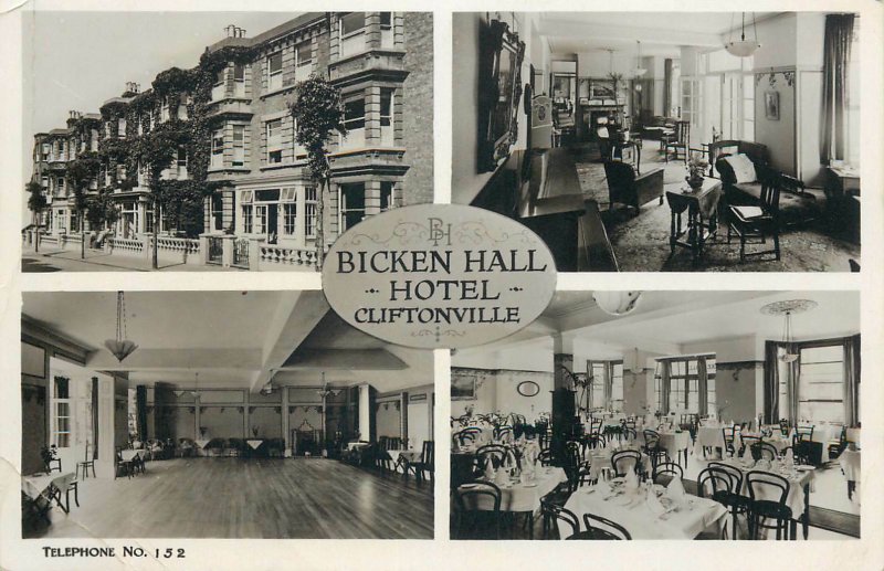 Bicken Hall HOTEL interior multi views CLIFTONVILLE real photo postcard ...