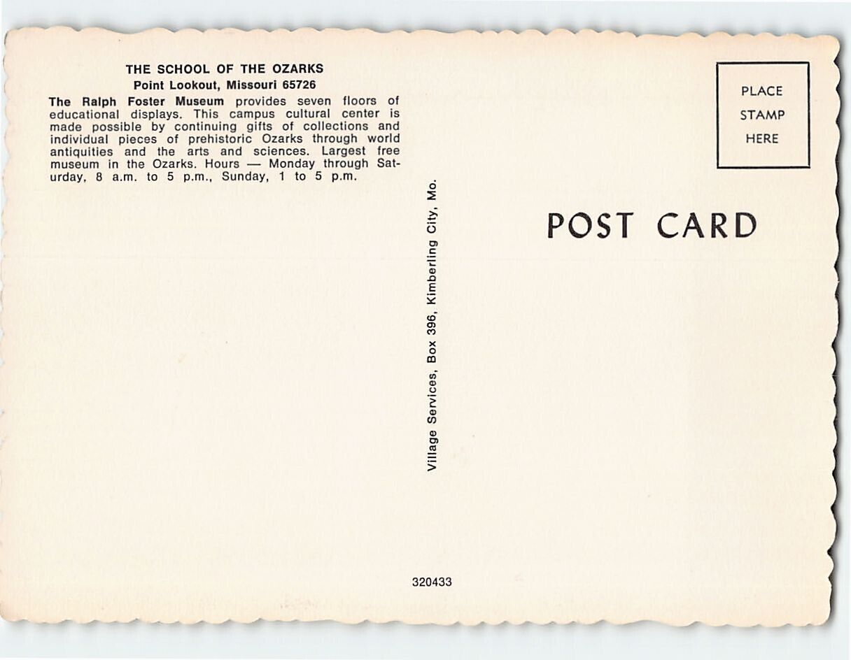 Postcard Ralph Foster Museum, The School of the Ozarks, Point Lookout ...