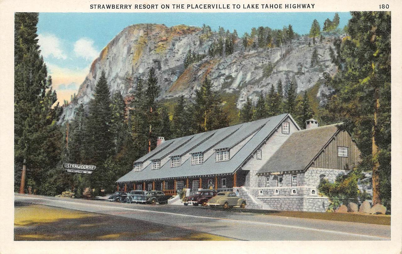 STRAWBERRY RESORT Lodge LAKE TAHOE Kyburz, CA Placerville ca 1930s Rare ...