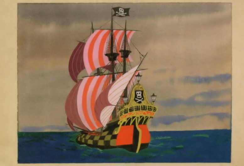 Peter Pan Pirate Ship Flag Movie Film Artist Painting Postcard | Topics ...