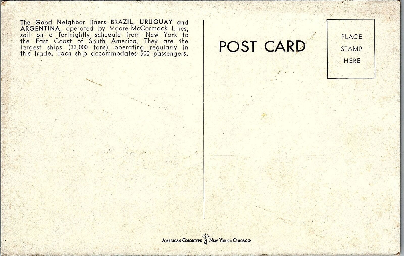 1920s Moore-Mccormack Lines Steamship New York Brazil Signed Postcard ...