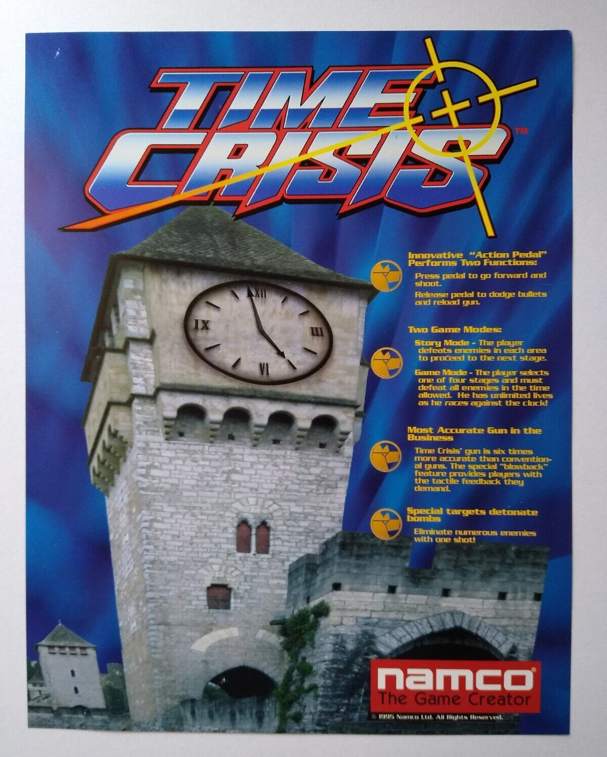 Time Crisis Arcade Flyer Original Vintage Video Game Art Promo Retro ...