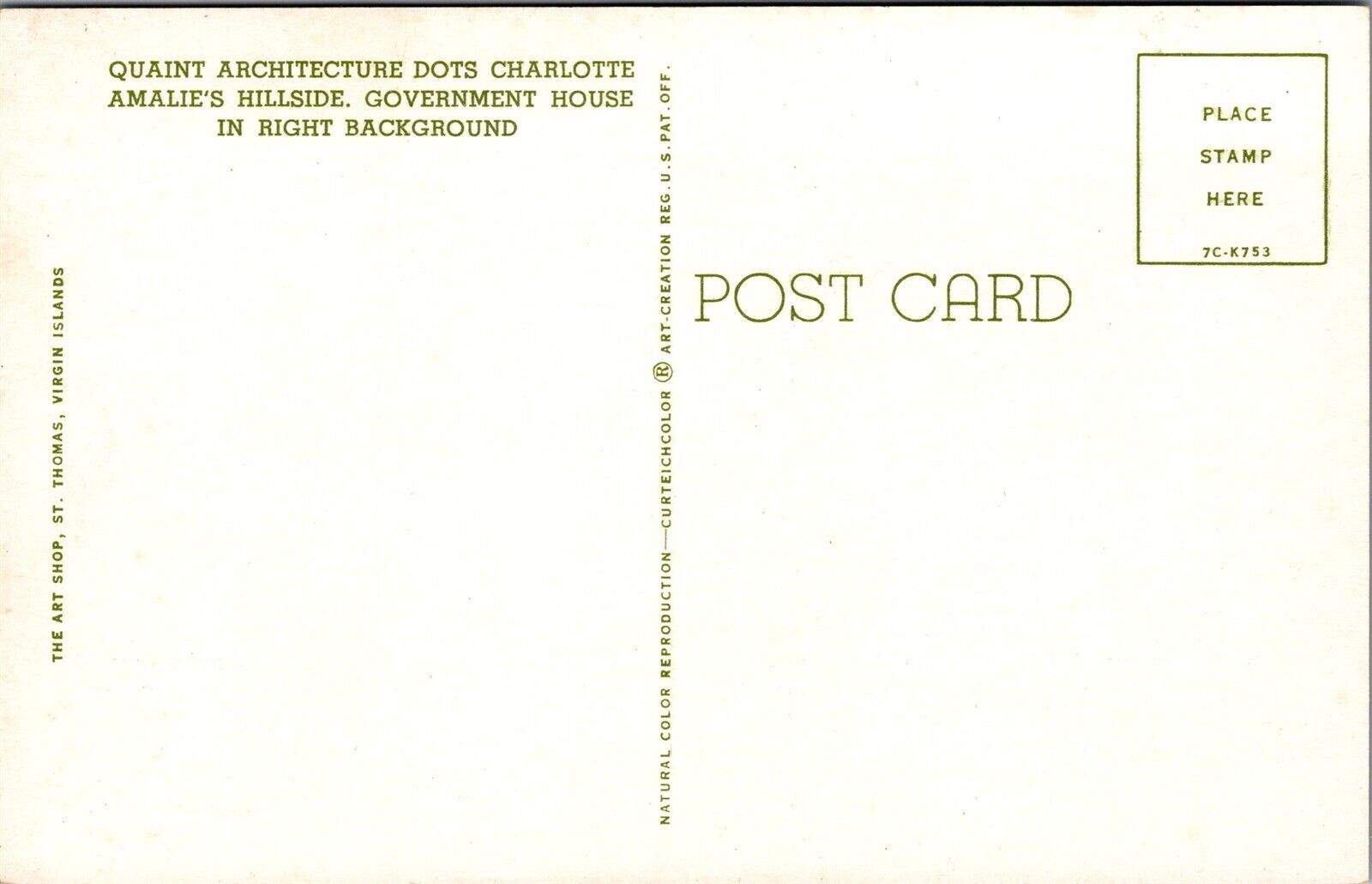 Vtg Charlotte Amalie's Hillside St Thomas Virgin Islands 1950s Postcard ...