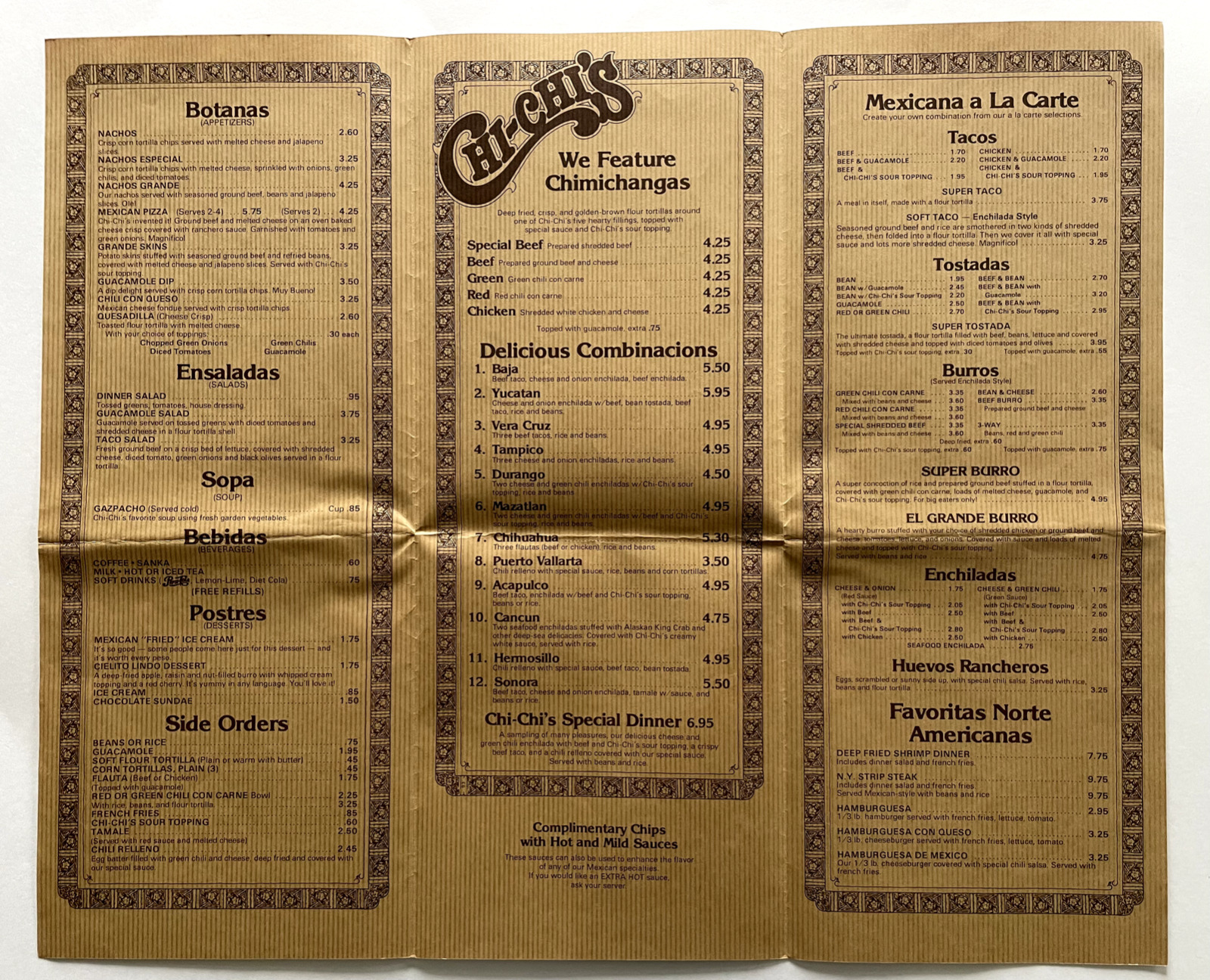 Vintage 80s Chi-Chi's Restaurant Dinner Menu Columbus Ohio | Ephemera ...