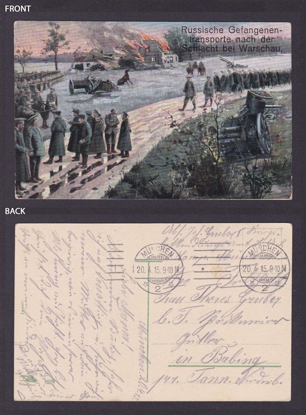 Postcard, WWI Russian prisoner transports after the Battle of Warsaw ...