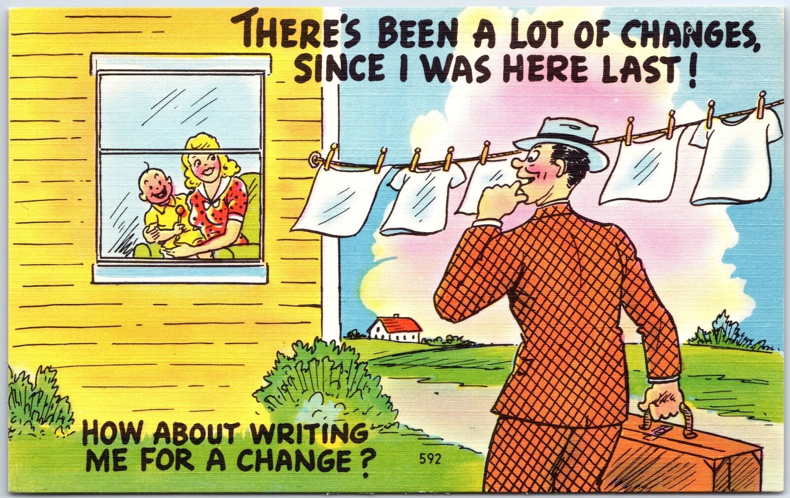Vintage Postcard "There's Been a LOT of Changes, Since I WAS Here Last ...