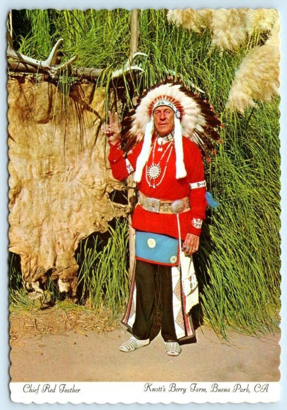 KNOTT'S BERRY FARM, Buena Park CA~CHIEF RED FEATHER Native American 4x6 ...
