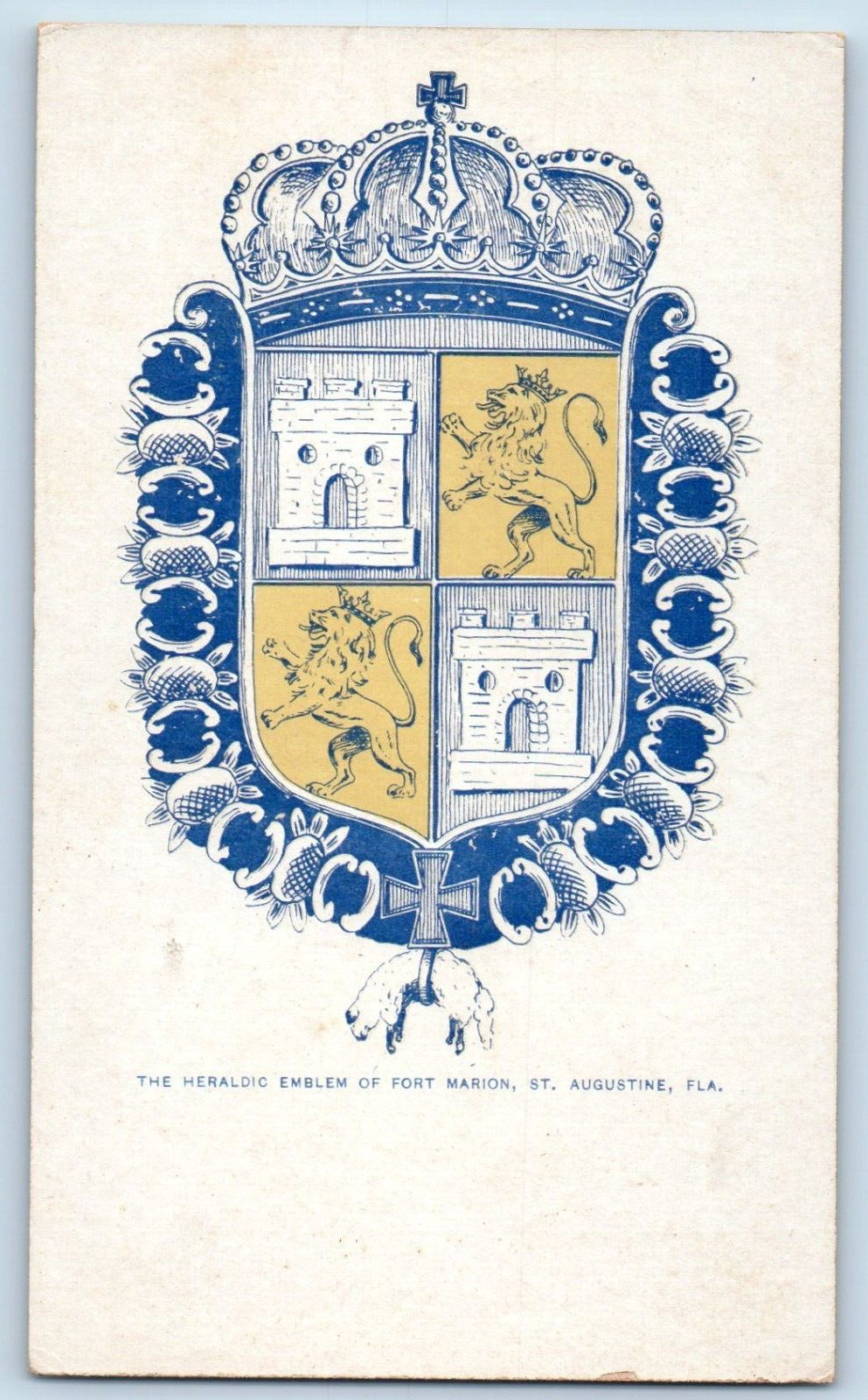 St. Augustine Florida Postcard Heraldic Emblem Fort Marion 1905 Vintage ...