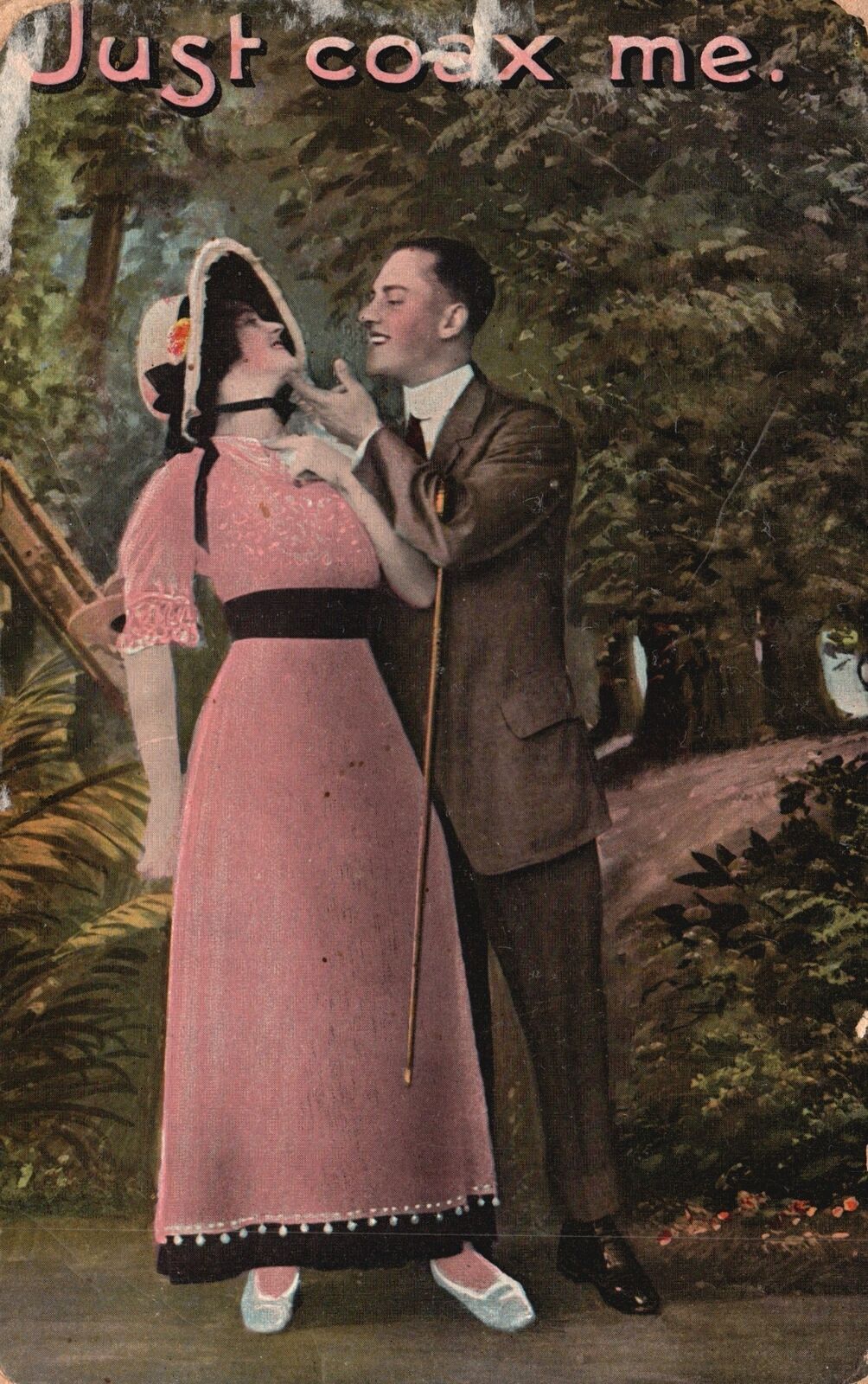 Vintage Postcard 1914 Lovers Couple Dating Happy Moments Just Coax Me ...