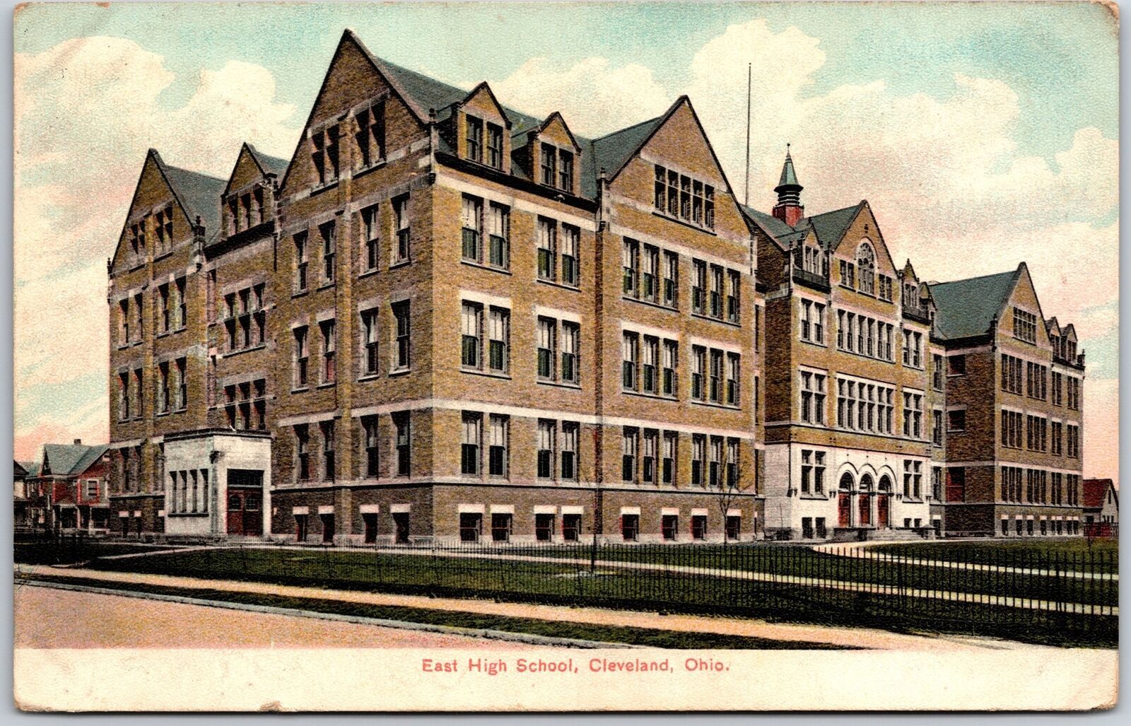 1909 East High School Cleveland Ohio OH Campus Building Posted Postcard ...