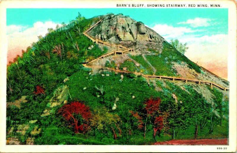 Red Wing Minnesota MN Barn's Bluff Showing Stairway 1920s UNP Postcard ...