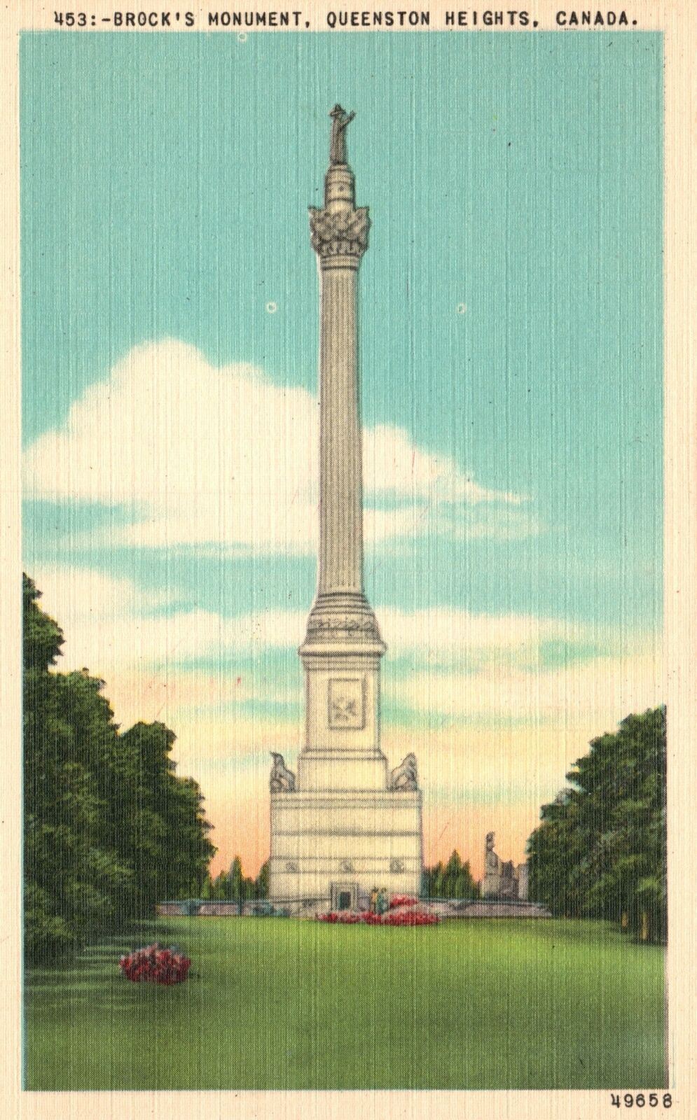 Vintage Postcard Brock's Monument Famous Tower Queenston Heights Canada ...