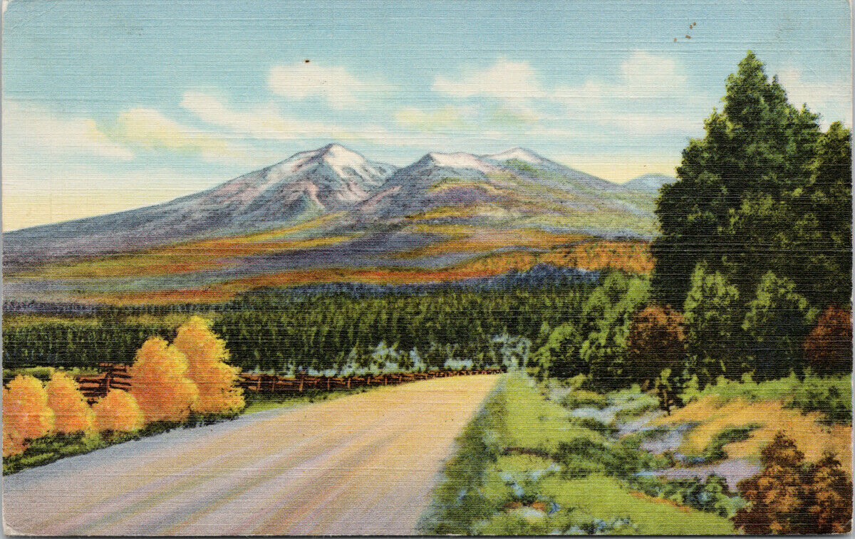 San Francisco Peaks near Flagstaff AZ Arizona Unused Vintage Linen ...