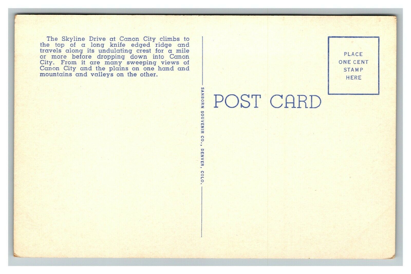 Postal antigua década de 1940 unidad de vista panorámica horizonte de ciudad Cañon Colorado ...