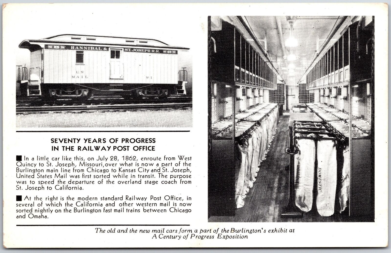 Old & New Mail Cars Burlington's Exhibit Century Of Progress Exposition ...