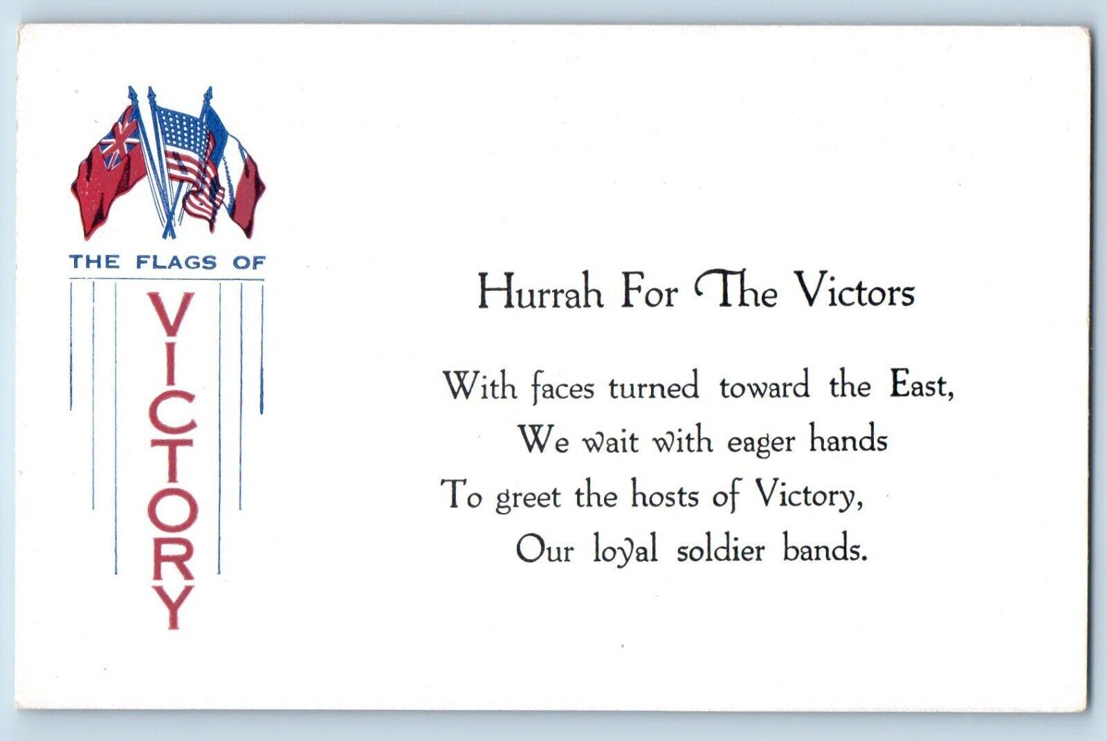 The Flags Of Victory Postcard Hurrah For The Victors Poem WWI c1910s ...