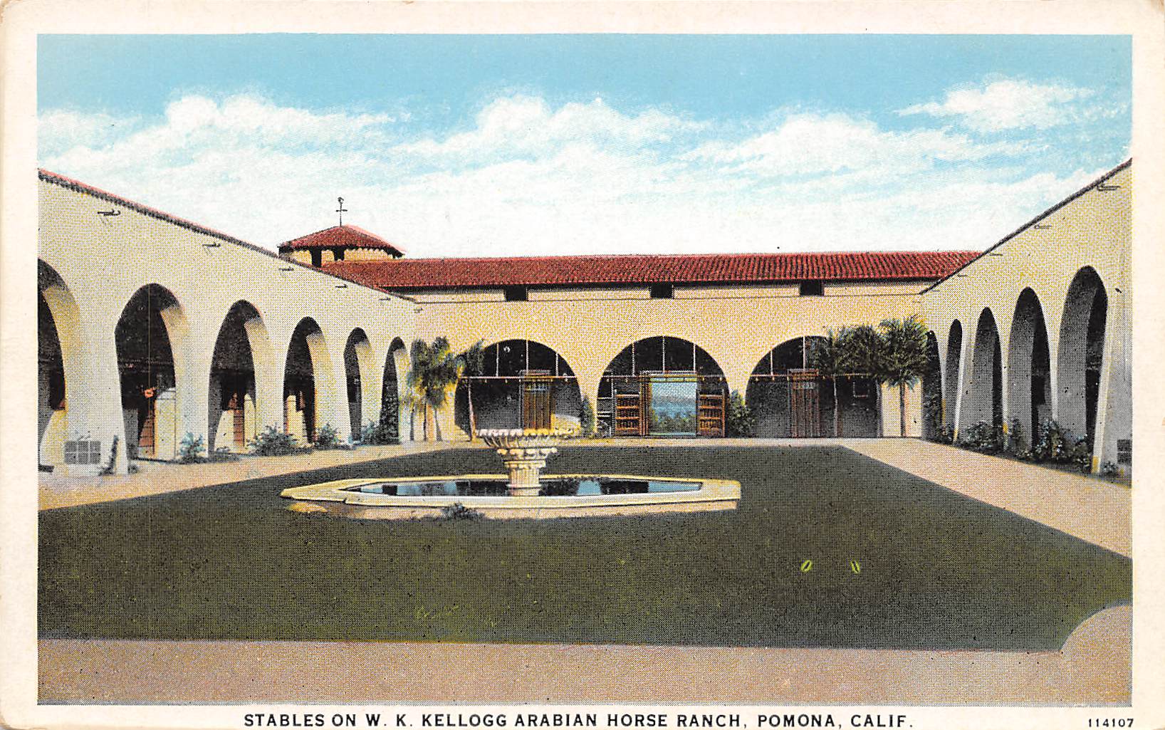 Stables on Kellogg Arabian Horse Ranch Pomona California 1920s postcard ...