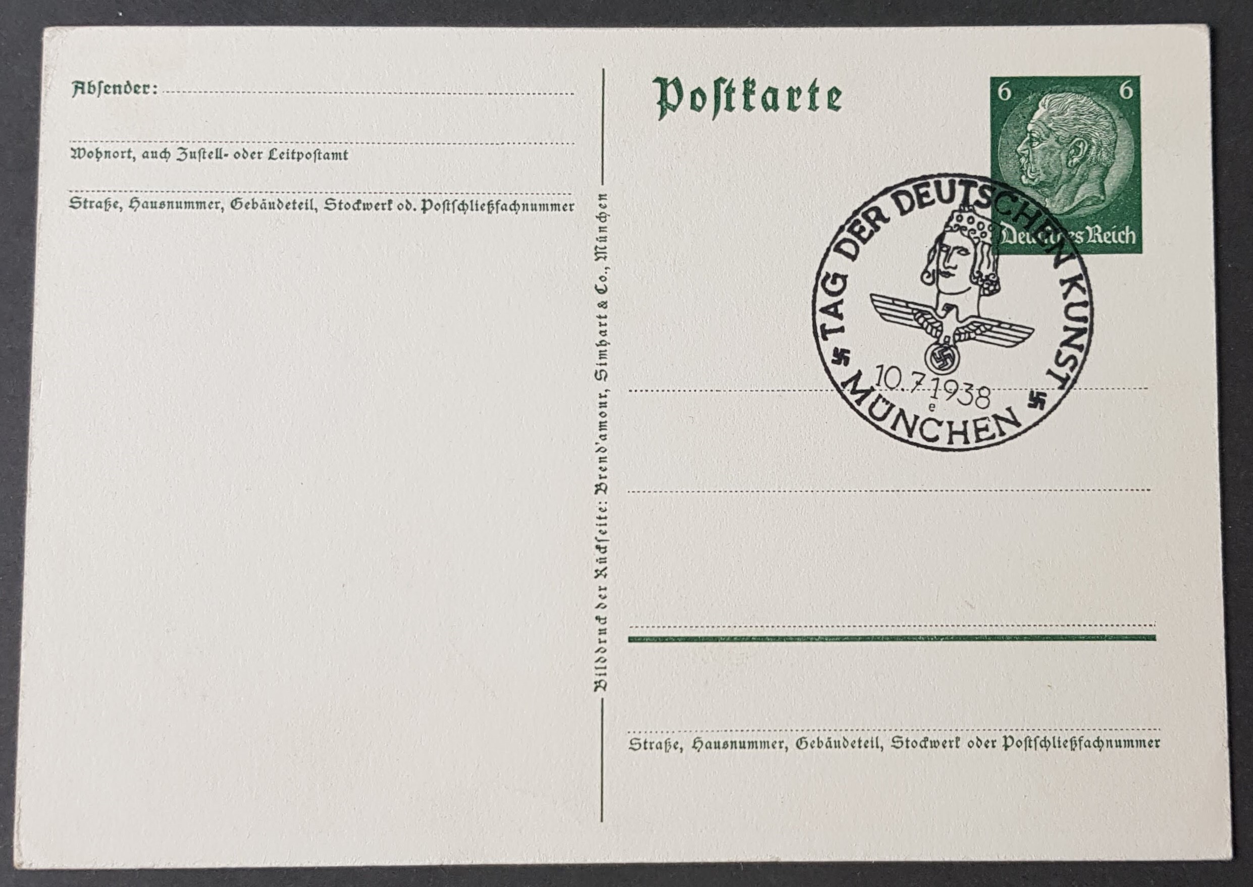 Third Reich Nsdap Original Propaganda Postcard DAY of German ART Munich ...