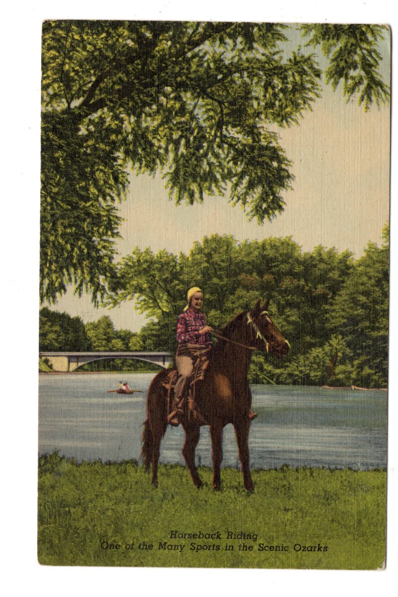 Girl Riding Horse, Bridge, Scenic Ozarks Missouri, Horseback Riding ...