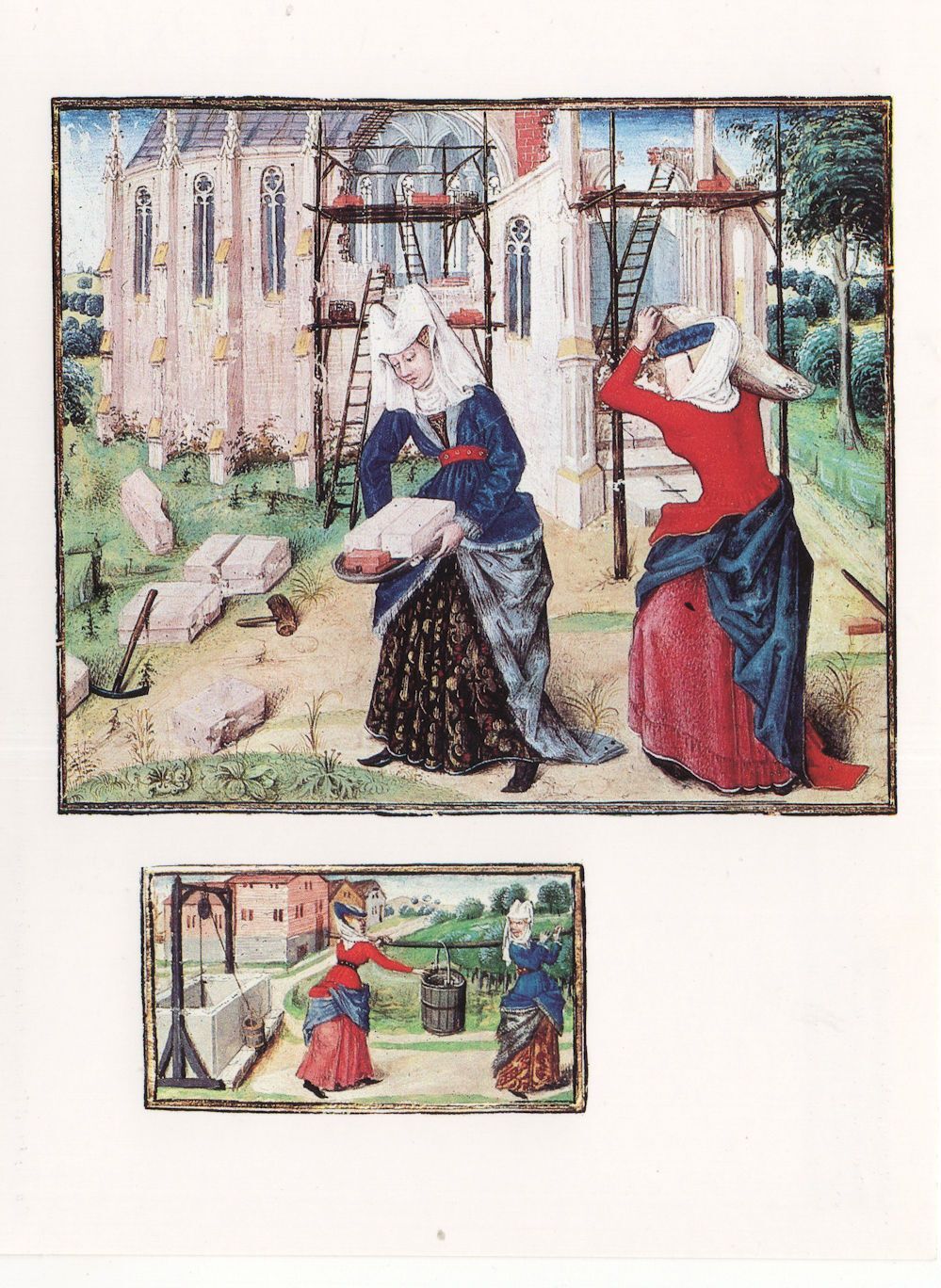 Medieval Women Builders Workers Bricklayers 14th Century Painting ...