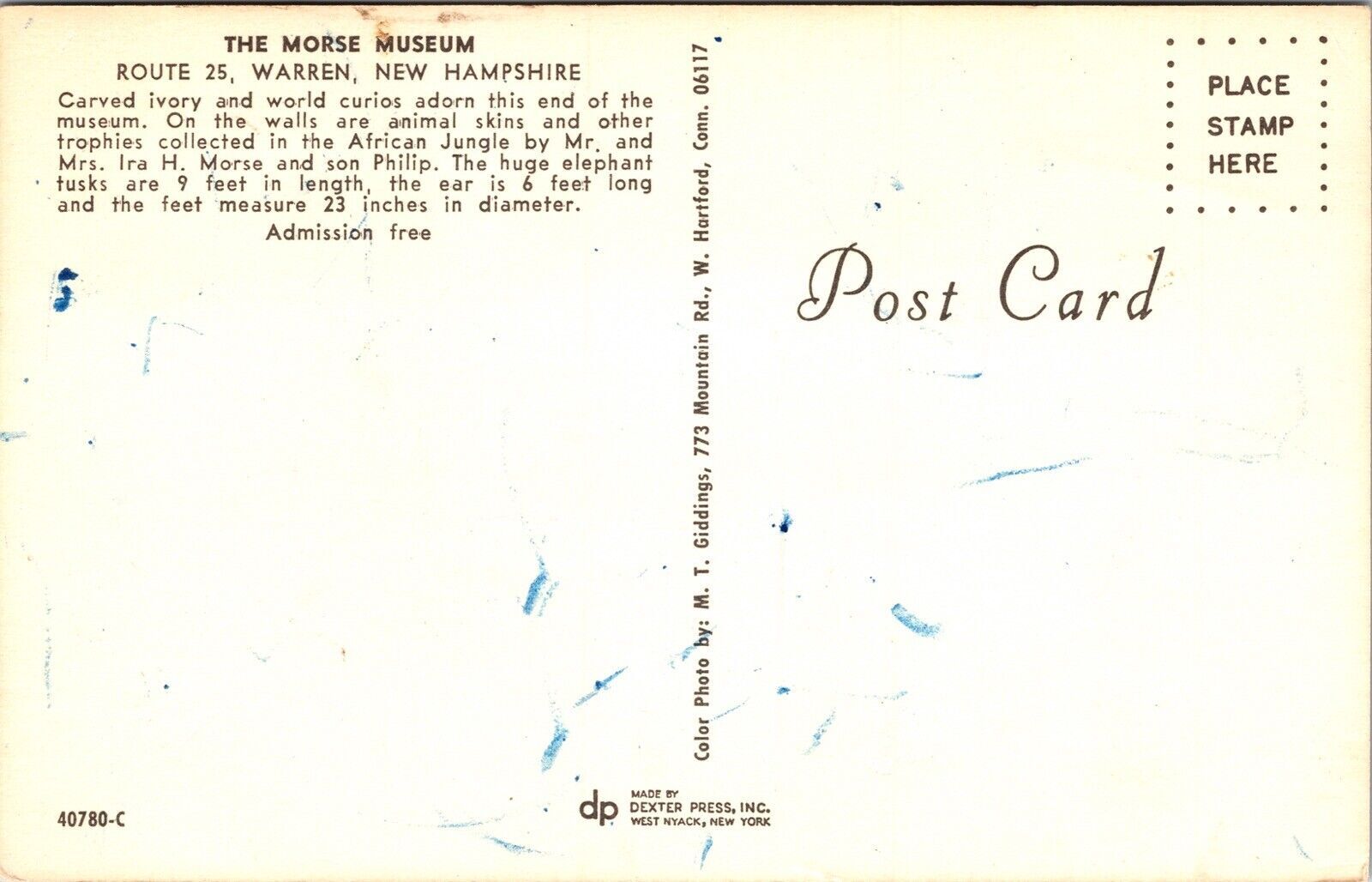 Morse Museum Rte 25 Warren New Hampshire NH Postcard UNP VTG Dexter ...