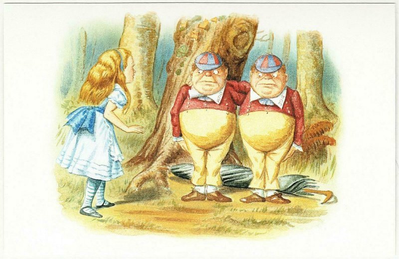 Alice in Wonderland Tweedledum and Tweedledee Postcard by John Tenniel ...