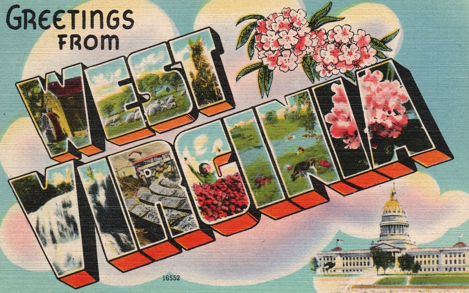 Vintage Postcard Large Letter Greeting From West Virginia State Capitol ...