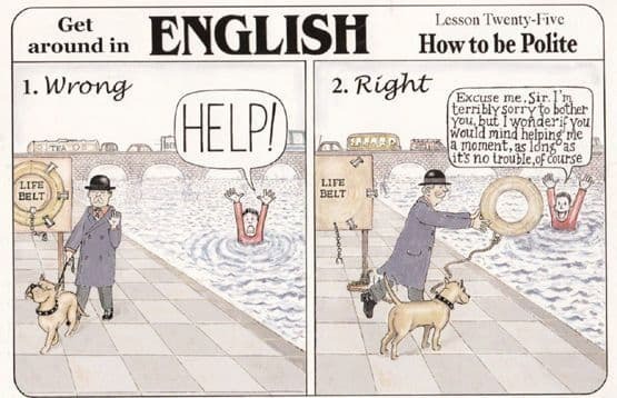 Learning To Speak English Being Polite Swimming Pool Sea Lifebelt Comic ...