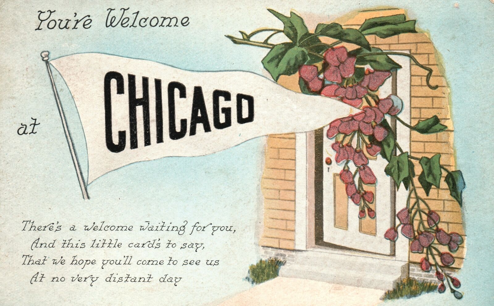 Vintage Postcard You're Welcome Chicago Message Invitation To Come ...