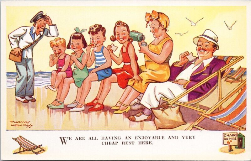 Thomas Henry Artist Signed Family at Beach Cheap Rest Here Comic ...