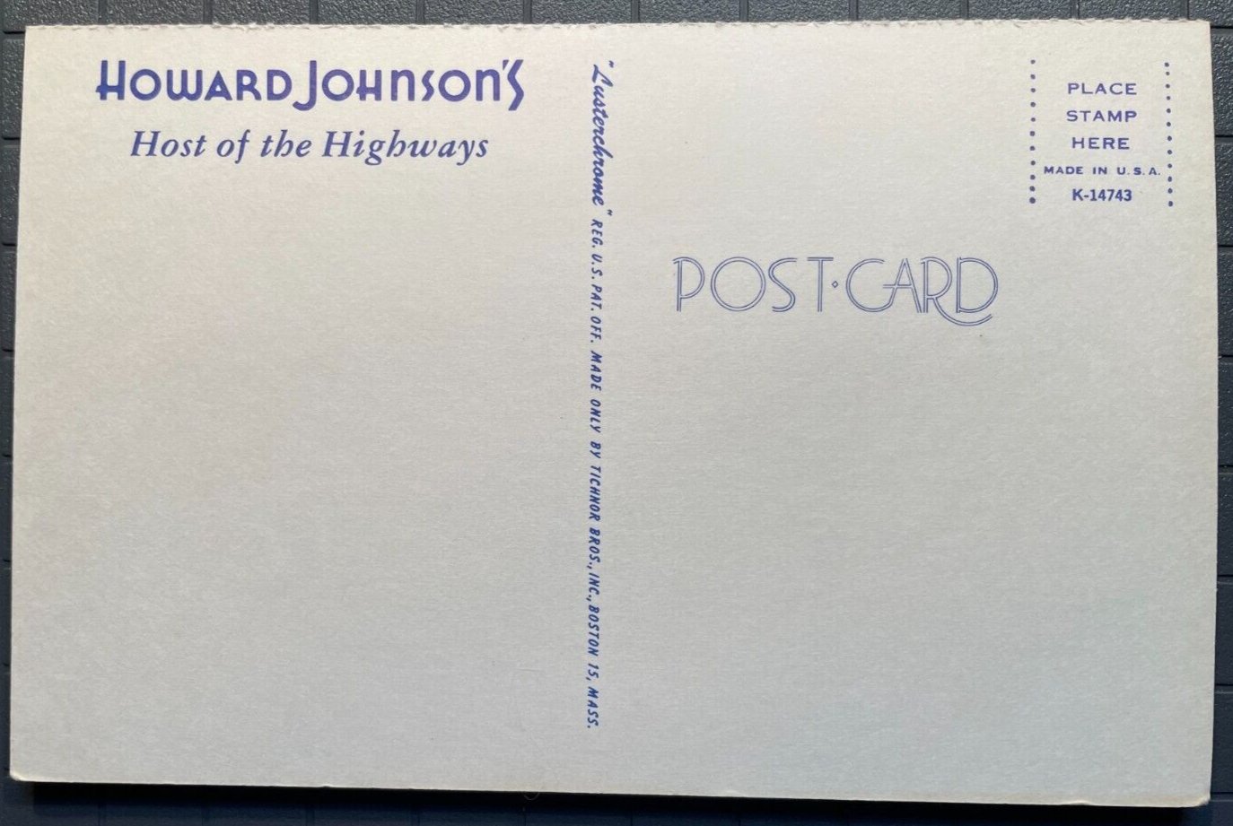 Vintage Postcard 1960's Howard Johnson's "Host of the Highways" Across ...