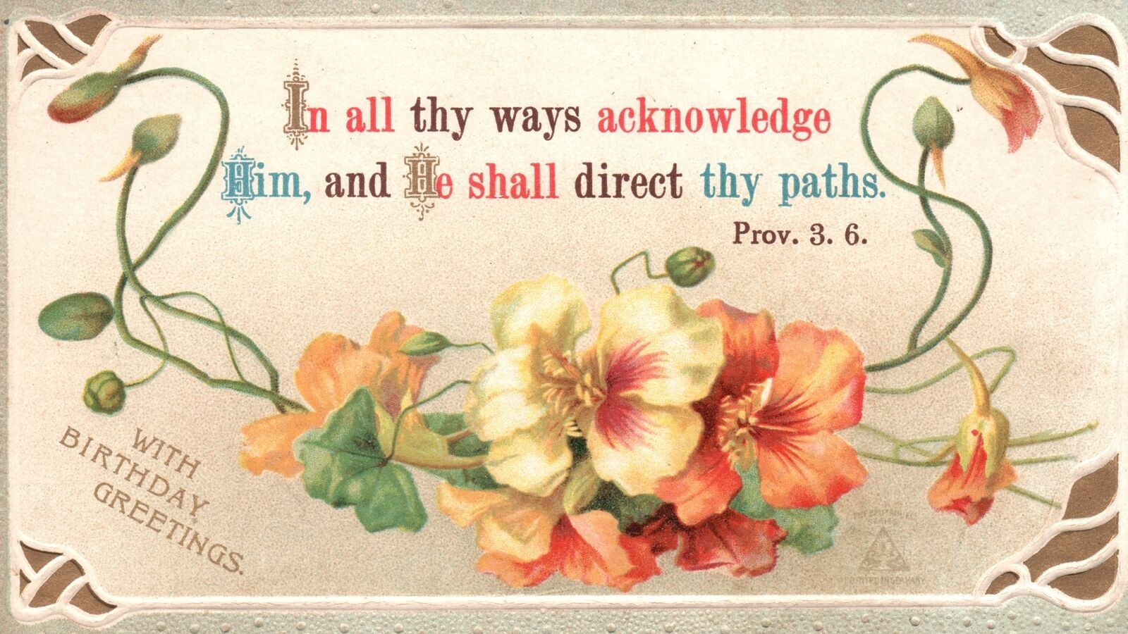 Vintage Postcard 1900's All Thy Ways Acknowledge Him & He Shall Direct ...