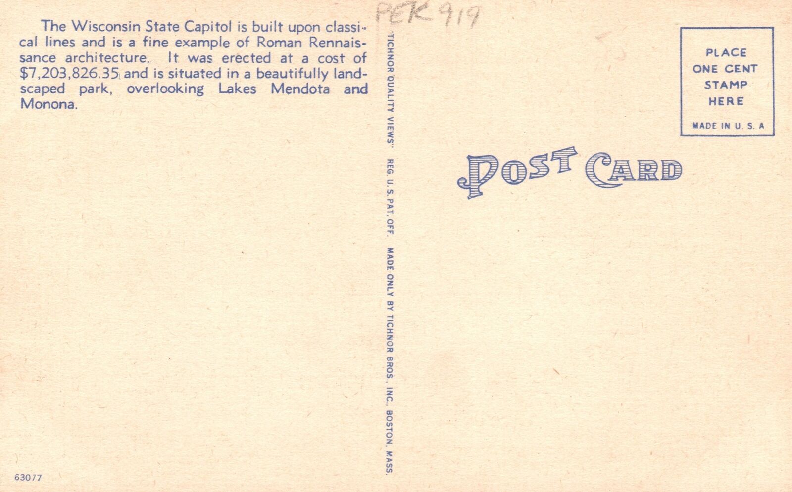 Vintage Postcard 1930's State Capitol Roman Renaissance Madison ...