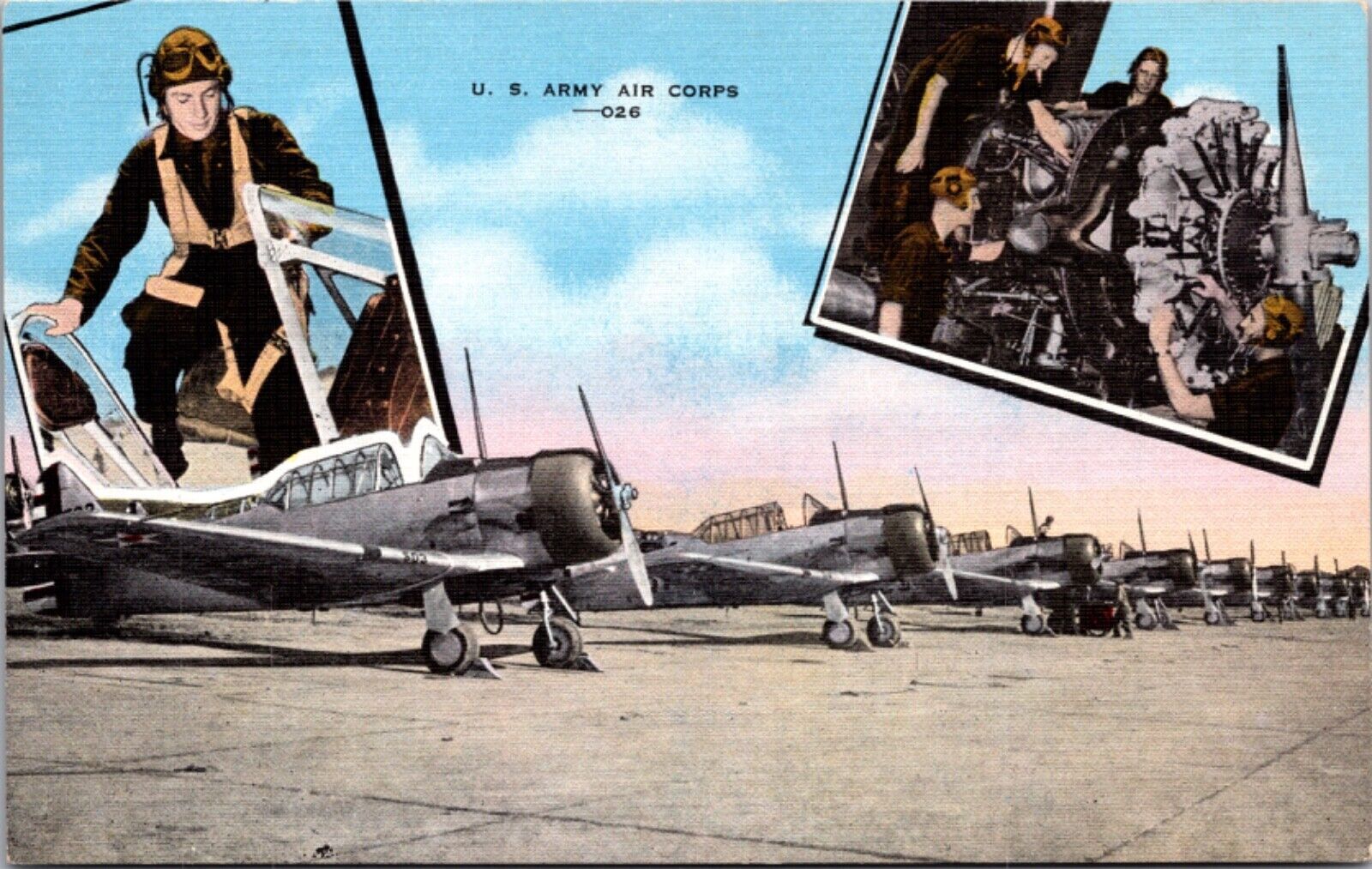 Linen Postcard United States Army Air Corps Men Planes | United States ...
