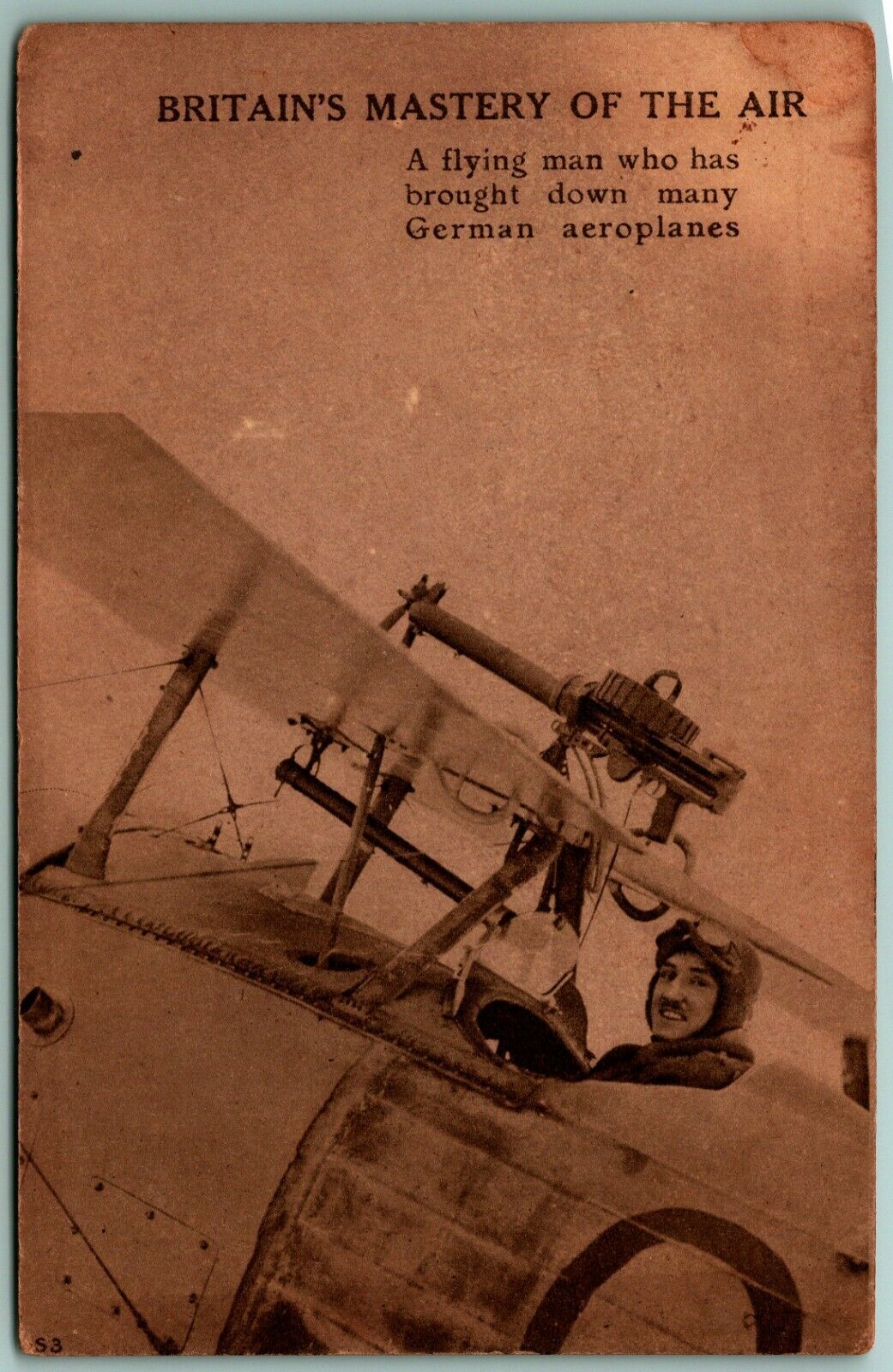 Britain's Mastery of the Air WWI Pilot w Lewis Machine Gun UNP DB ...