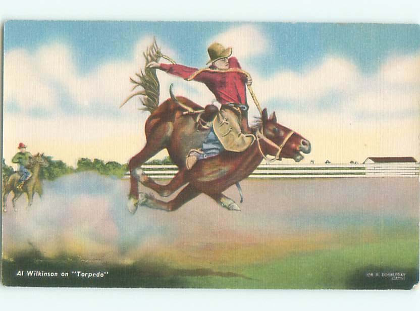 Linen Western Cowboy AL Wilkinson on Horse Named Torpedo Ac6616 ...