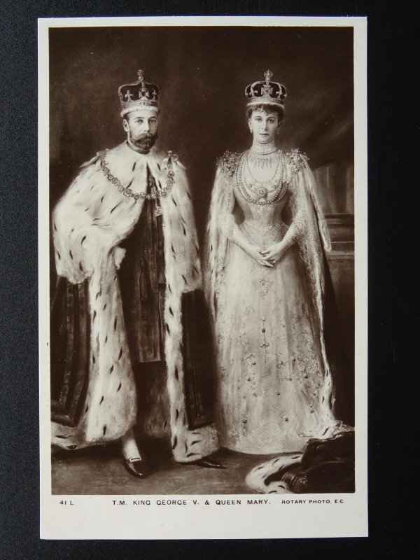 Royalty THEIR MAJESTIES King George V & Queen Mary ROYAL ROBE c1911 RP ...