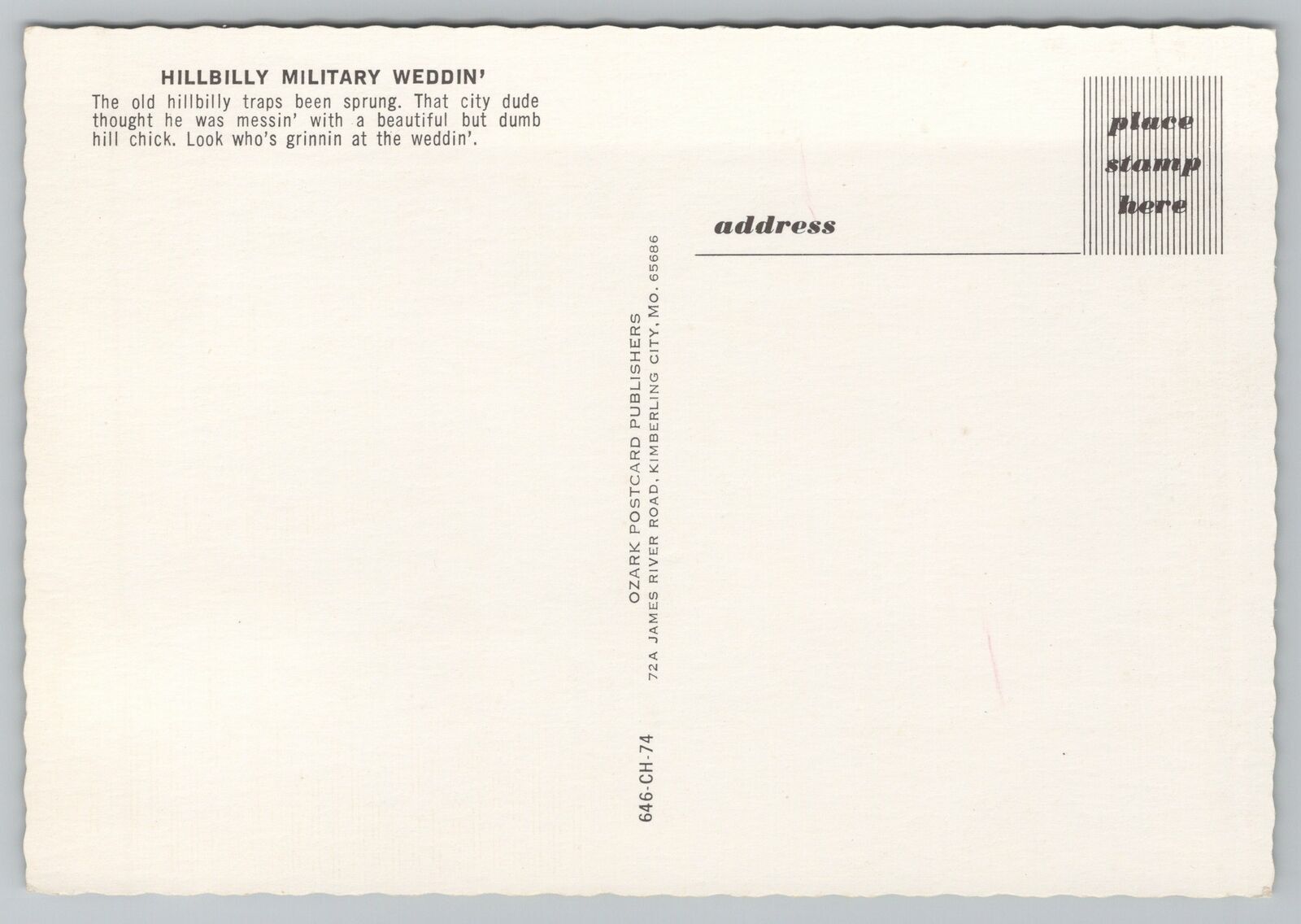 Comic~Hillbilly Military Weddin'~Pa w/Shotgun On Slick City Dude ...