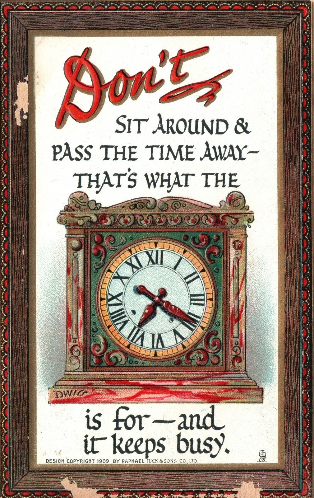 Vintage Postcard 1910's Don't Sit Around & Pass The Time Away That's ...
