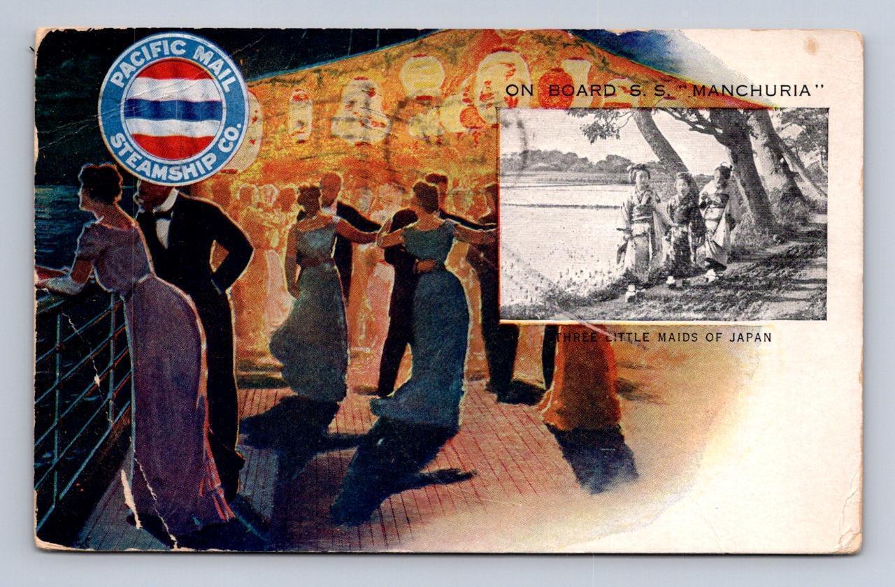 S.S. Manchuria Ship Pacific Mail Japan Hawaii to California Postcard ...