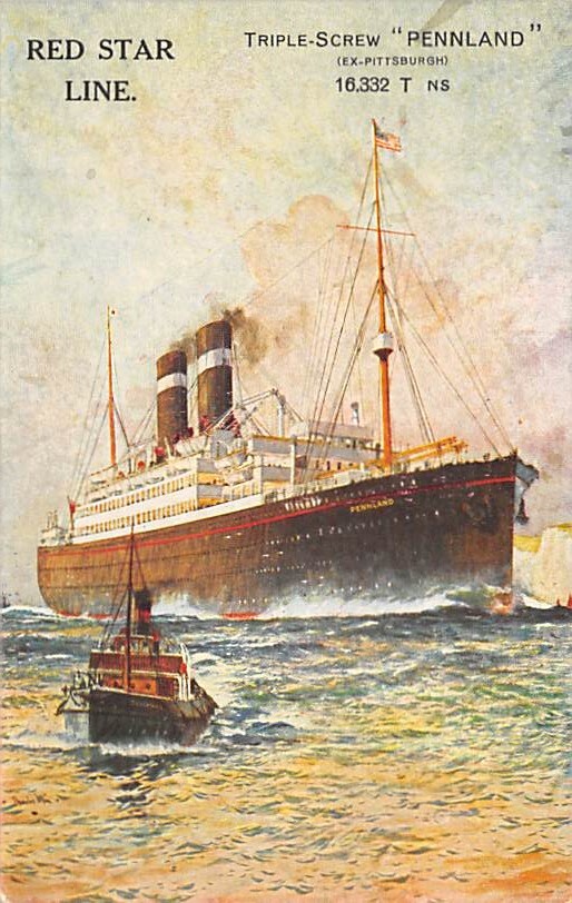 SS Pennland Red Star Line Writing on back, missing stamp | Topics ...