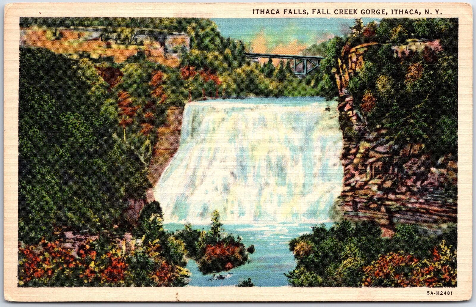 Vintage Postcard Ithaca Falls Fall Creek Gorge at Ithaca New York ...