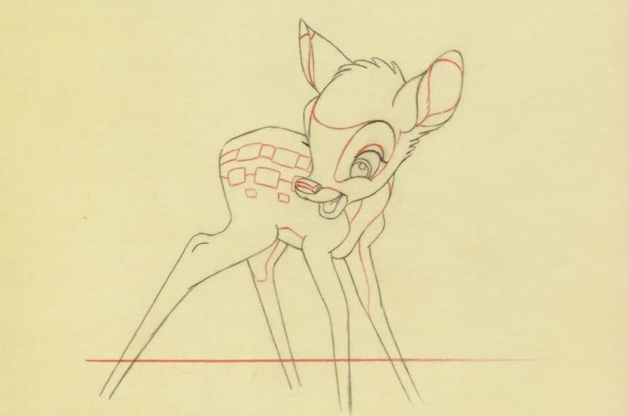Bambi Original Sketch Creation Artist Drawing Walt Disney Postcard ...