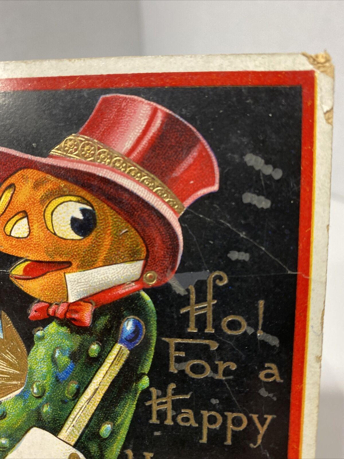 Vintage Halloween Postcard Goblin Pickle Man Diamond Gel 7107 ...